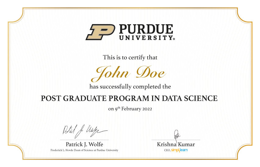 PG in Data Science Program - Purdue University